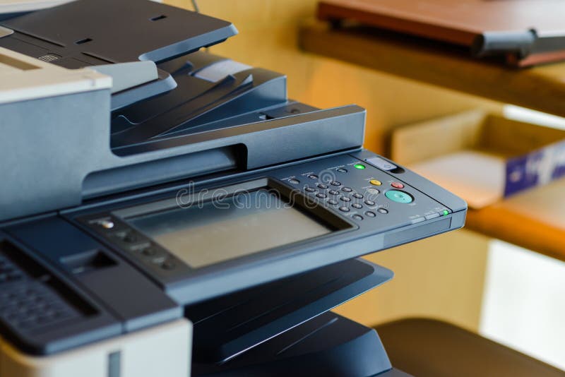 Button on Panel of Copy Machine or Photocopier in Office Stock Image ...