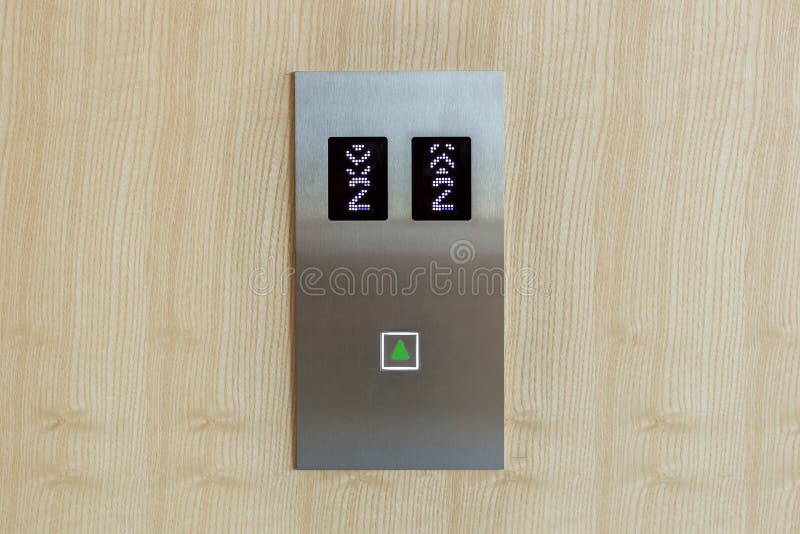 Button Panel of Elevator on Wood Wall Stock Photo - Image of building ...