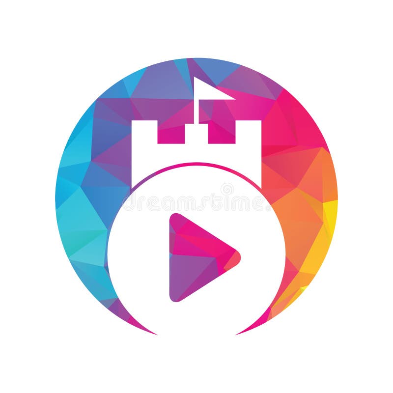 Button Play and Castle Vector Logo Combination. Stock Vector ...