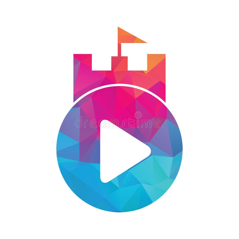 Button Play and Castle Vector Logo Combination. Stock Vector ...