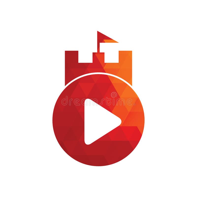 Button Play and Castle Vector Logo Combination. Stock Vector ...