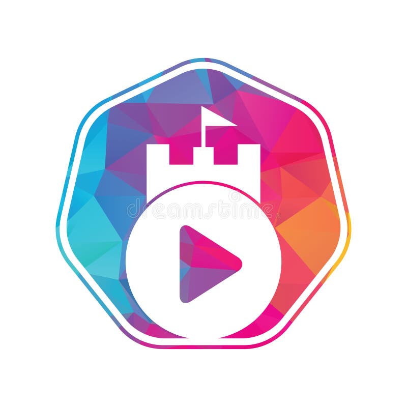 Button Play and Castle Vector Logo Combination. Stock Vector ...