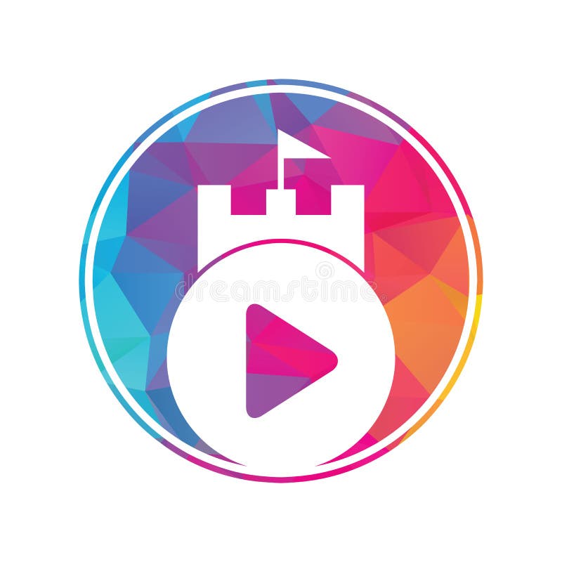 Button Play and Castle Vector Logo Combination. Stock Vector ...