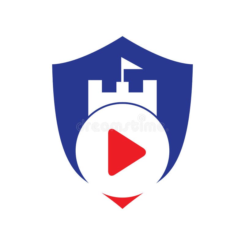 Button Play and Castle Vector Logo Combination. Stock Vector ...