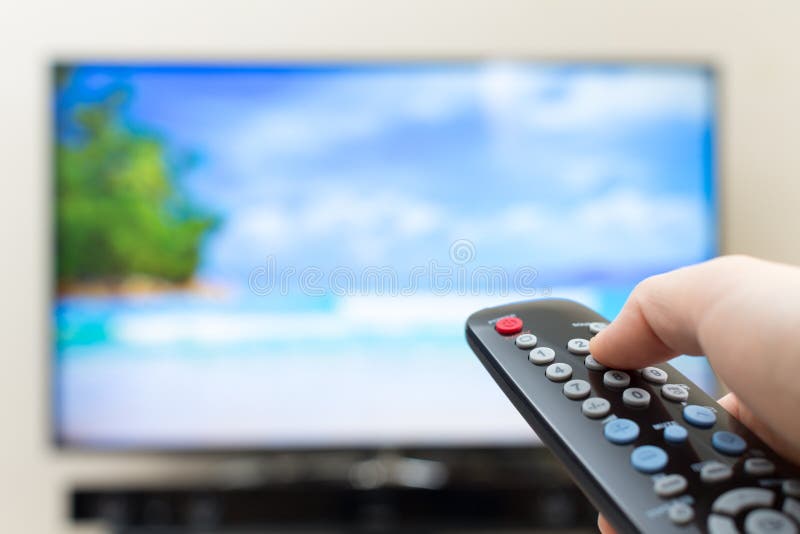 Button Pressing on TV Remote Control Stock Image - Image of remote ...