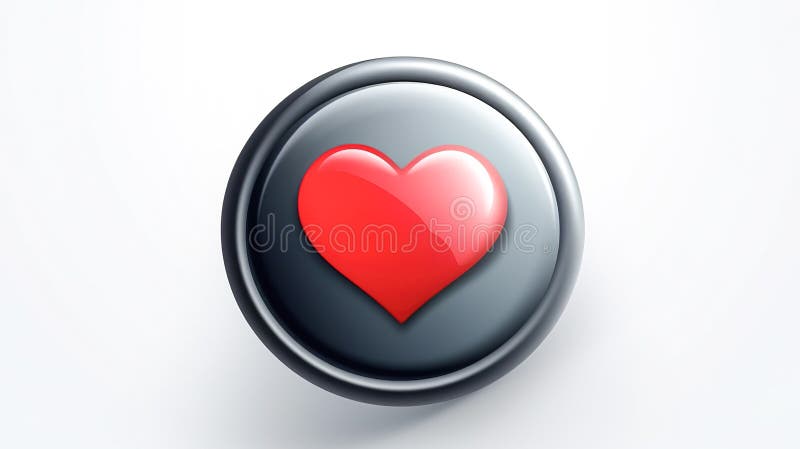 Button with Red Heart Isolated, Generative AI. Stock Illustration - Illustration of volume ...