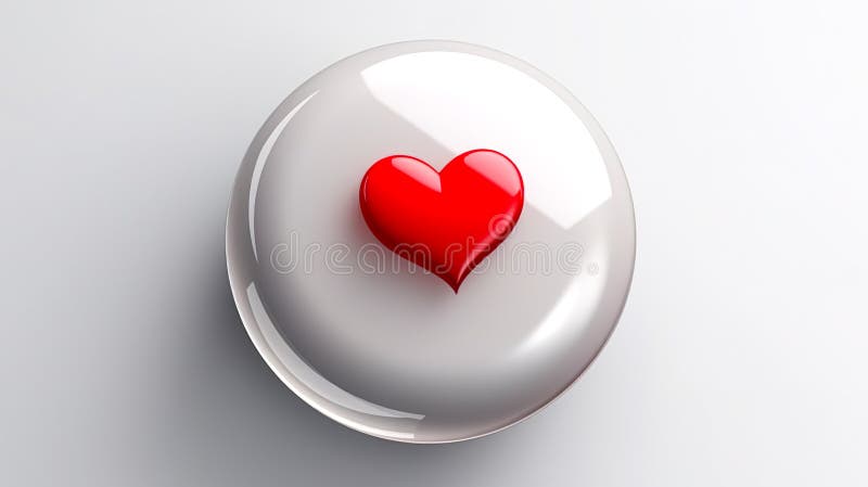 Button with Red Heart Isolated, Generative AI. Stock Illustration - Illustration of heart, okay ...