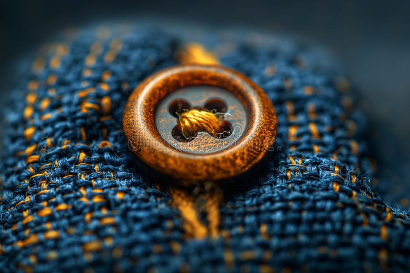 Button Resting on Fabric on a Tabletop, AI-generated. Stock ...