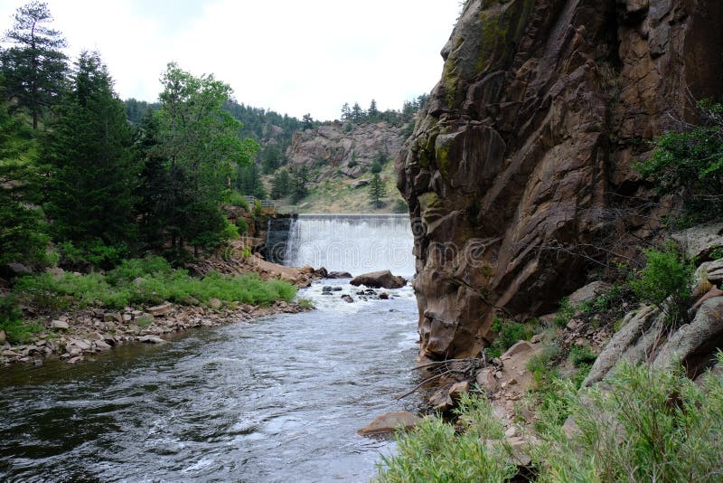 Button Rock Preserve Dam Landscape River Stock Image - Image of plants ...