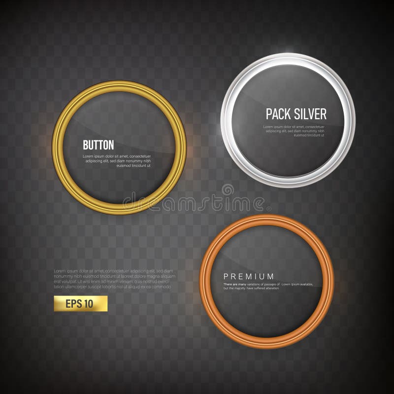 Button Set Circle Modern Color Gold Silver and Red 2 EPS 10 Stock ...