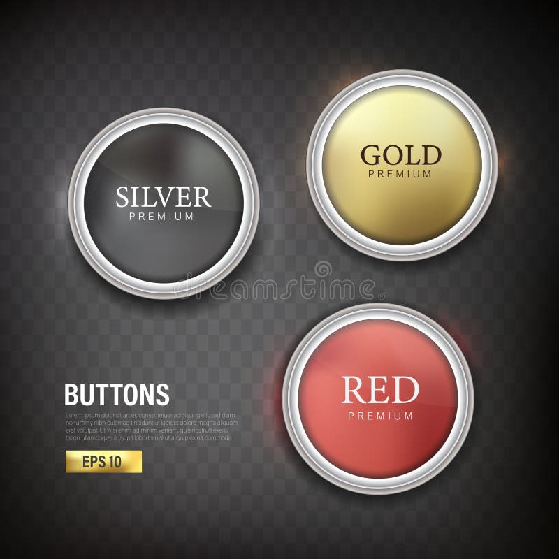 Button Set Circle Modern Color Gold Silver and Red 2 EPS 10 Stock ...