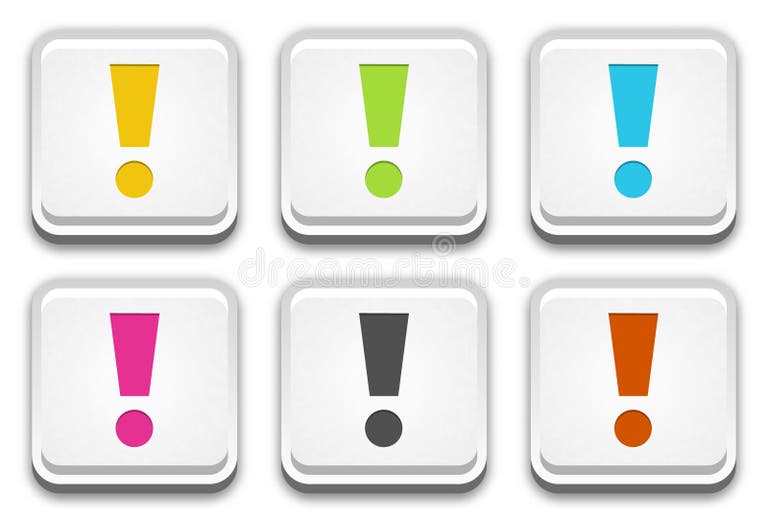The Button Set with Exclamation Mark Stock Vector - Illustration of ...