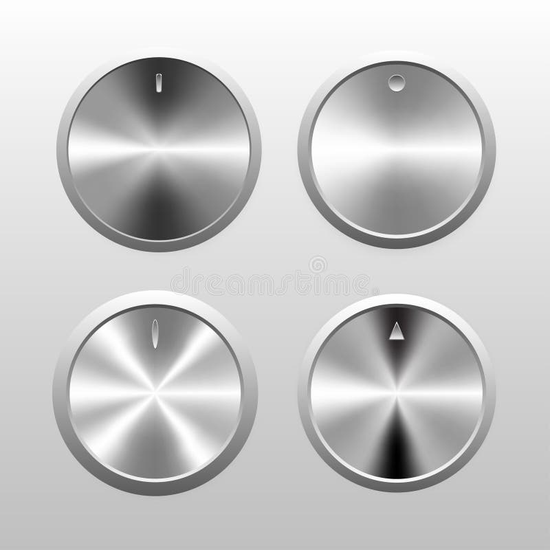 Button Set of Four Circular Control Knobs in a Shiny Stock Vector ...