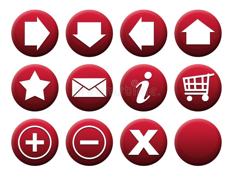 Red web icons, buttons stock illustration. Illustration of button - 8015224