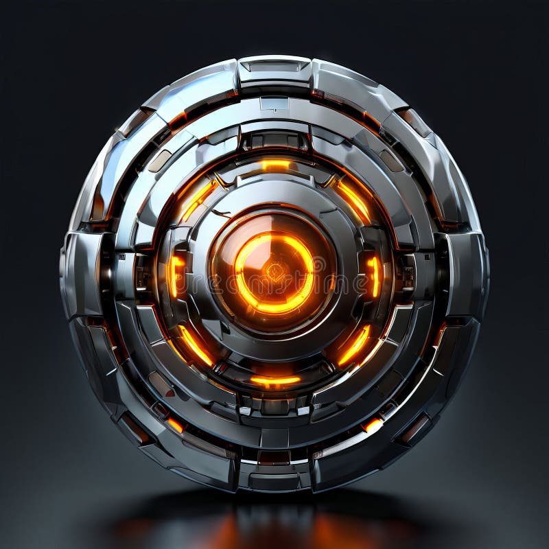 A Button Shaped Like a Futuristic Robot with Metallic Stock Image ...