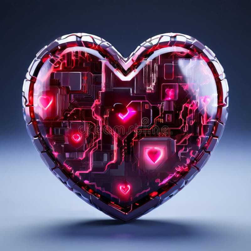 A Button Shaped Like a Glitchy Digital Heart with Pixe Stock Photo ...