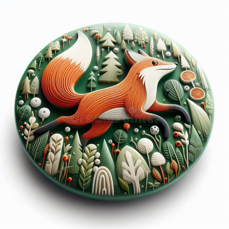 A Button Shaped Like a Wild Fox Running through a Dig Stock ...