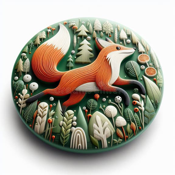 A Button Shaped Like a Wild Fox Running through a Dig Stock ...