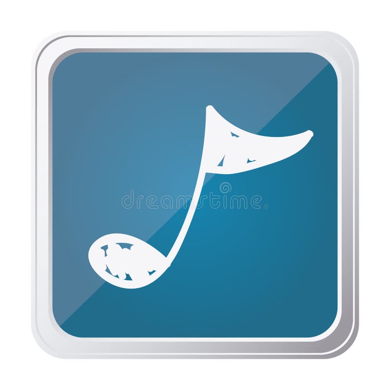 Button of Sign Eighth Note with Background Blue and Hand Drawn Stock ...