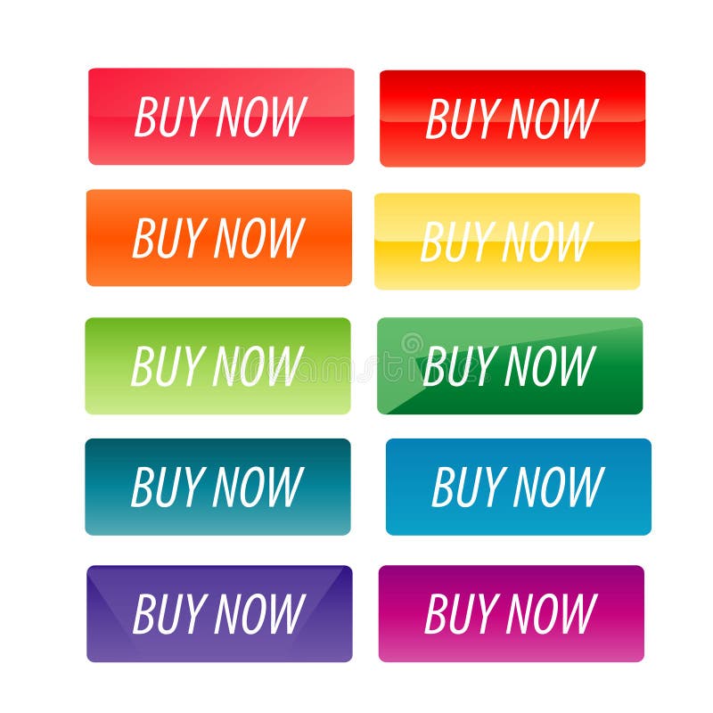 Button and the Slogan Buy Now in Different Colors for WEB. Vector ...