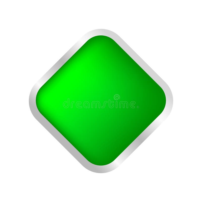 Button Square Shape Green for Buttons Games Play Isolated on White ...
