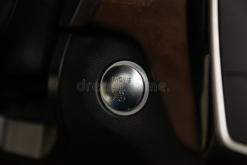 Button Start and Turn Off the Ignition of the Car Engine Close-up on ...