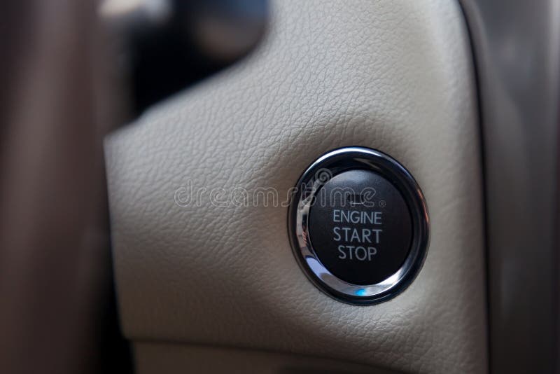 Button Start and Turn Off the Ignition of the Car Engine Close-up on ...