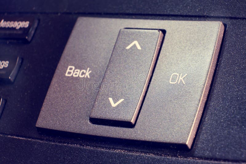 Button with the Text Ok and Back on a Landline Phone in the Office ...