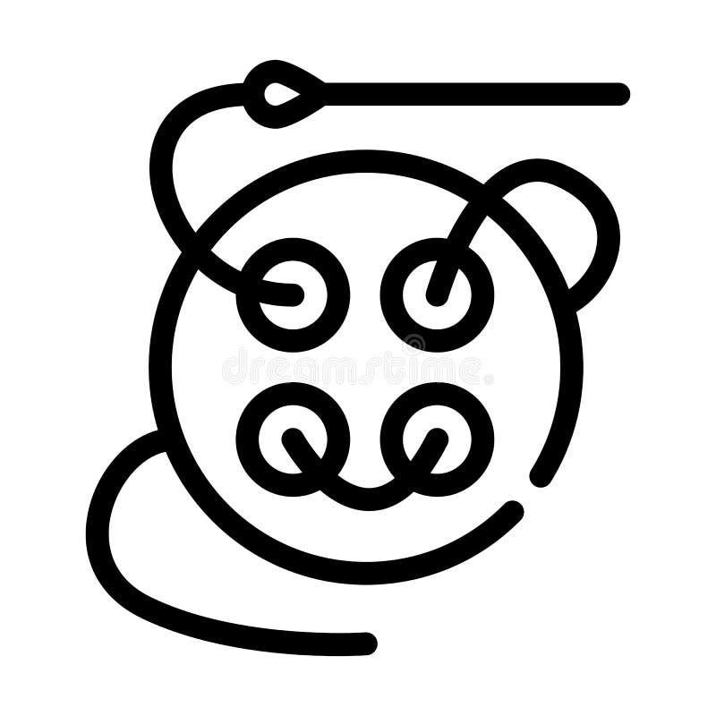 Button with Thread and Needle Line Icon Vector Illustration Stock ...