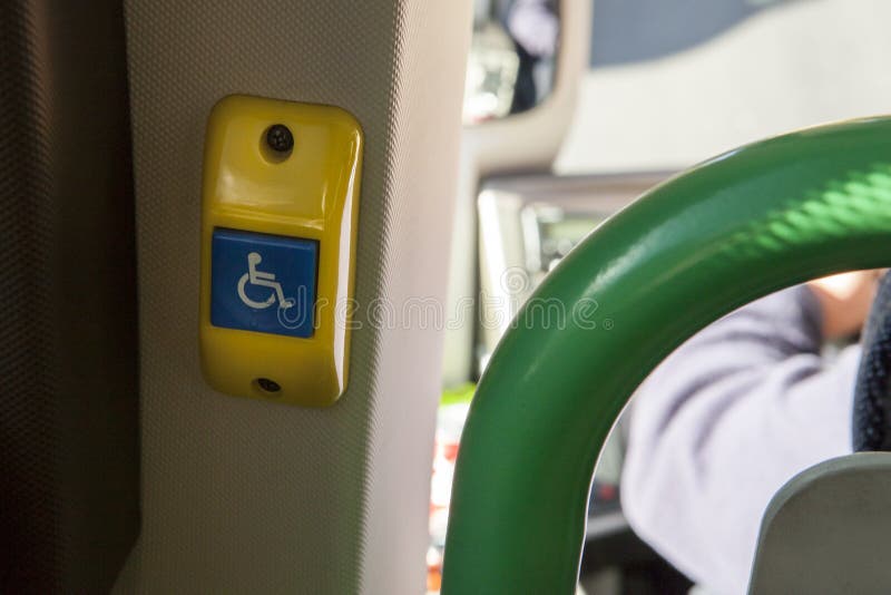 Sign And Button On Bus For Handicapped People Stock Photo - Image of ...