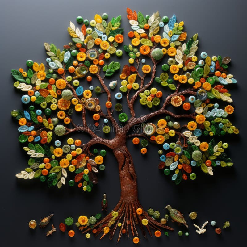 The Button Tree of Life: a Texture-rich Composition of Colorful Birds ...