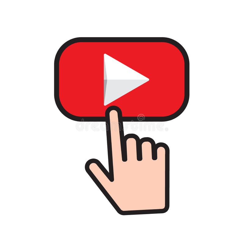 Button Video Player with Finger Click Button Stock Vector ...