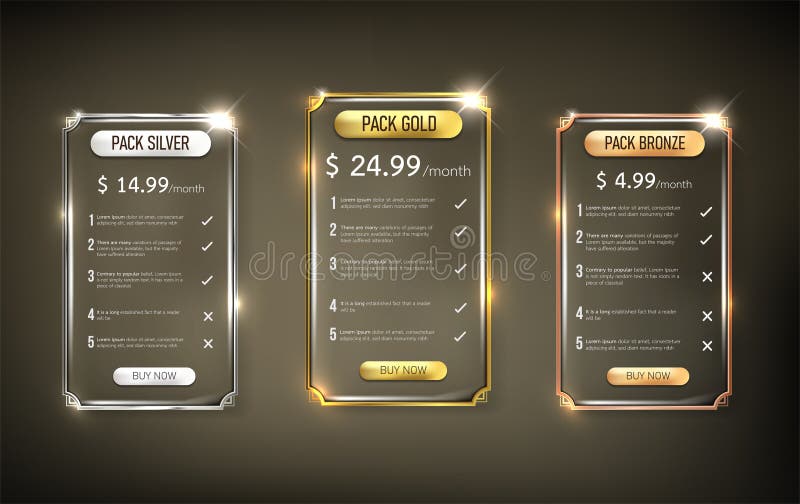 Button Web Price Table Pack 24 Stock Vector - Illustration of template ...