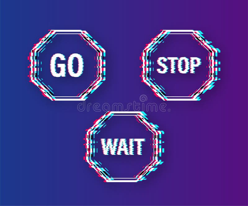 Go, Wait, and Stop Traffic Signs. Color Set. Vector Stock Illustration ...