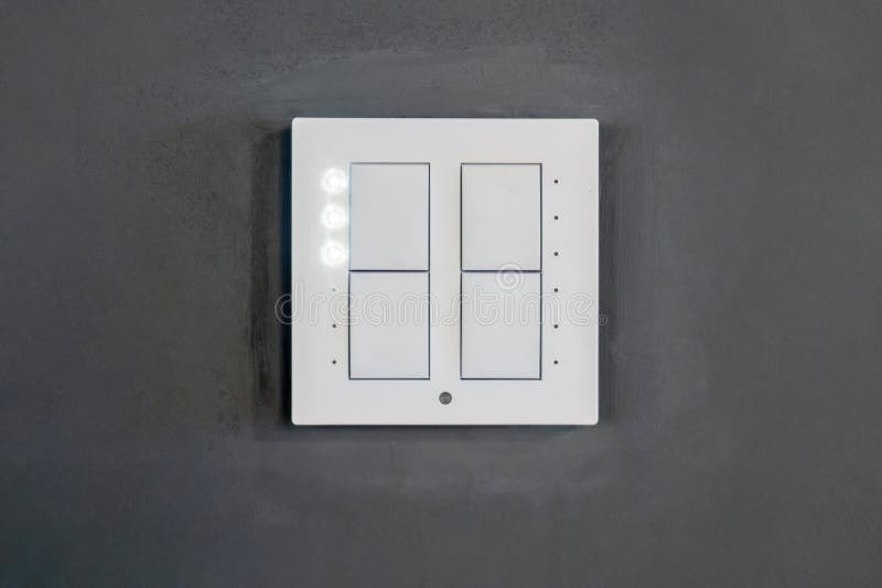 4 Button White Modern Smart Light Scene Switch on a Grey Wall, Object ...