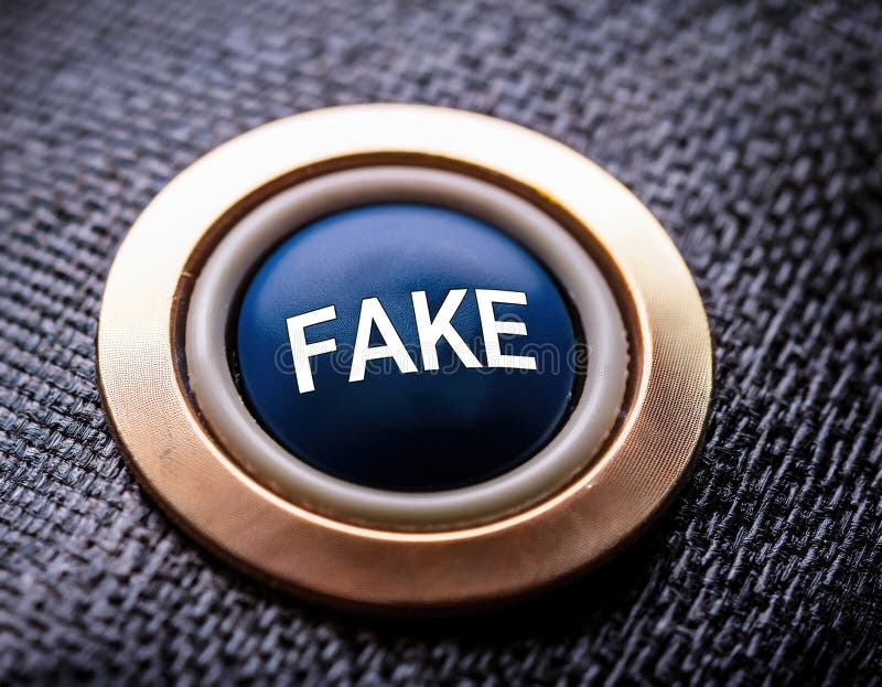 Button with the Word Fake Displayed Prominently on a Textured Surface ...