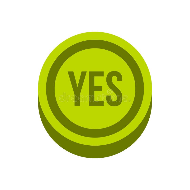 Button Yes in Circle Icon, Flat Style Stock Vector - Illustration of ...