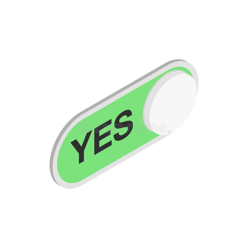 Green Round Button YES Icon, Isometric 3d Style Stock Vector ...