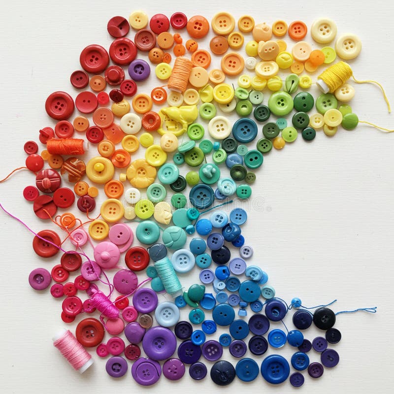 Buttons Arranged in a Gradient Pattern, Forming a Colorful Wave Across ...
