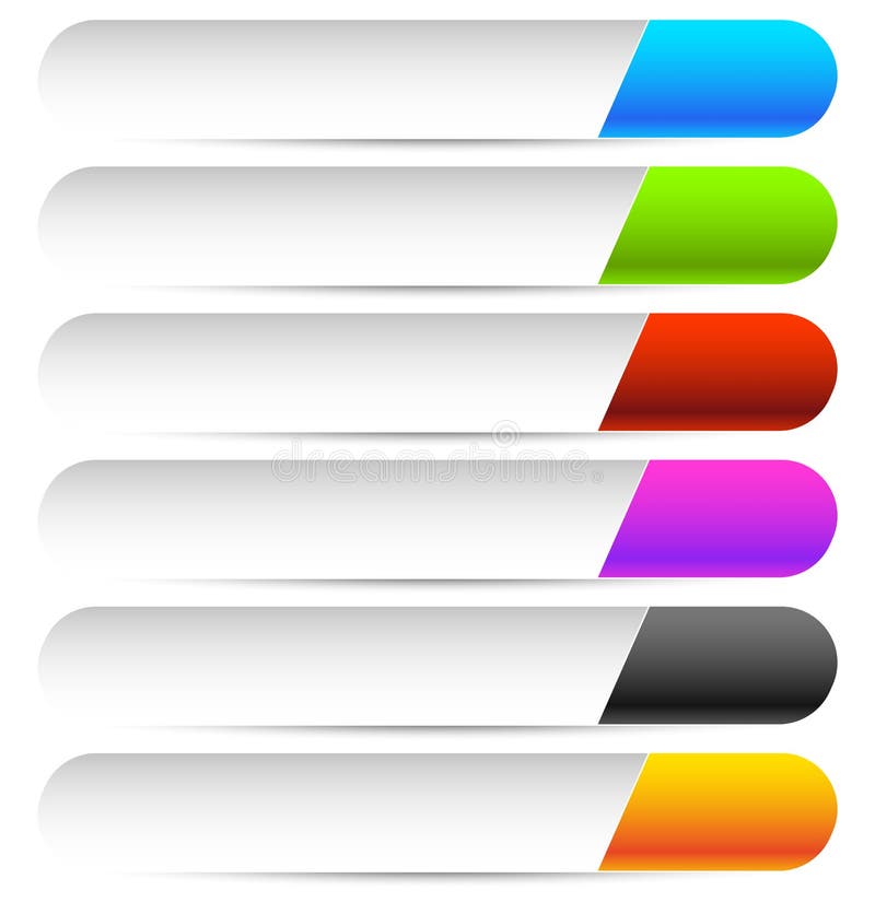 Buttons, Banners in Several Color. Horizontal Button Shape Set Stock ...