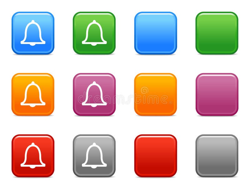 Buttons with bell icon stock vector. Illustration of simple - 6625577