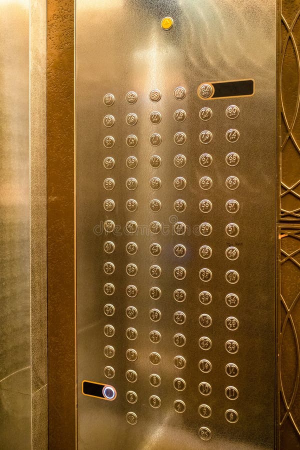 Buttons in Cabin of Modern Elevator in Tower Building Stock Photo ...