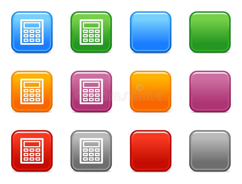 Buttons with Calculator Icon Stock Vector - Illustration of button ...
