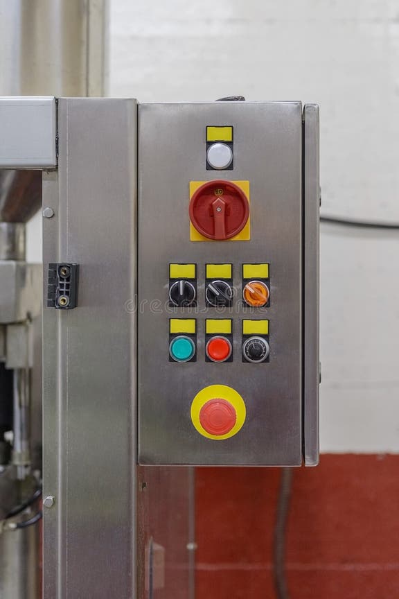 Buttons on the Control Panel of an Industrial Conveyor Stock Image ...