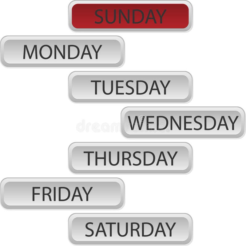 Buttons day of week stock illustration. Illustration of days - 32978297