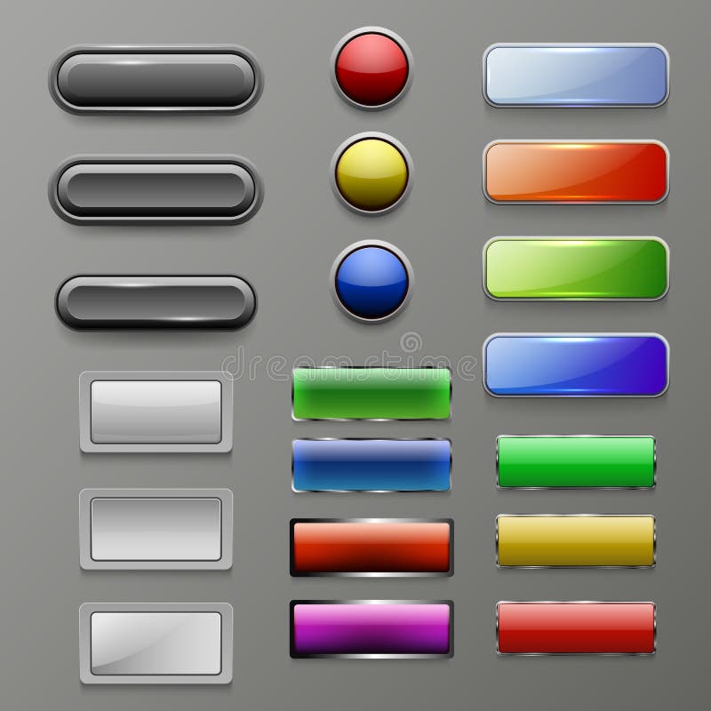 Buttons of Different Shapes and Colors, Set Stock Vector - Illustration ...