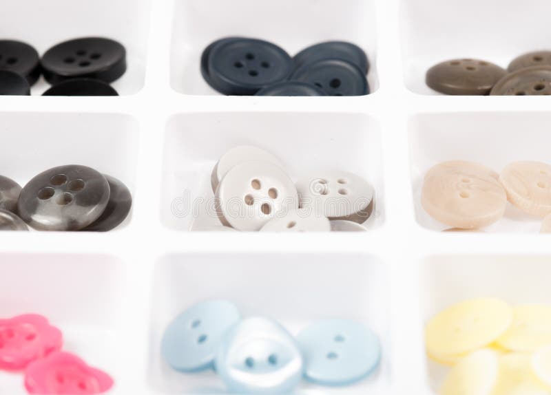 Buttons of Different Size, Shape and Color on White Stock Image - Image ...