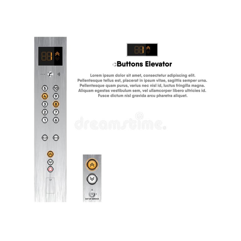 Buttons and Display Modern Design for Elevator, Lift, Vector, Il Stock ...