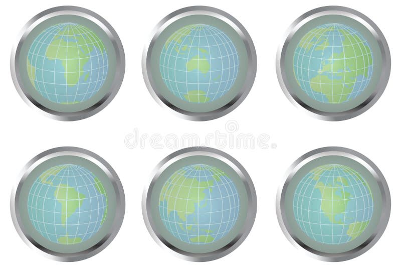 Buttons with Earth globes stock illustration. Illustration of ...