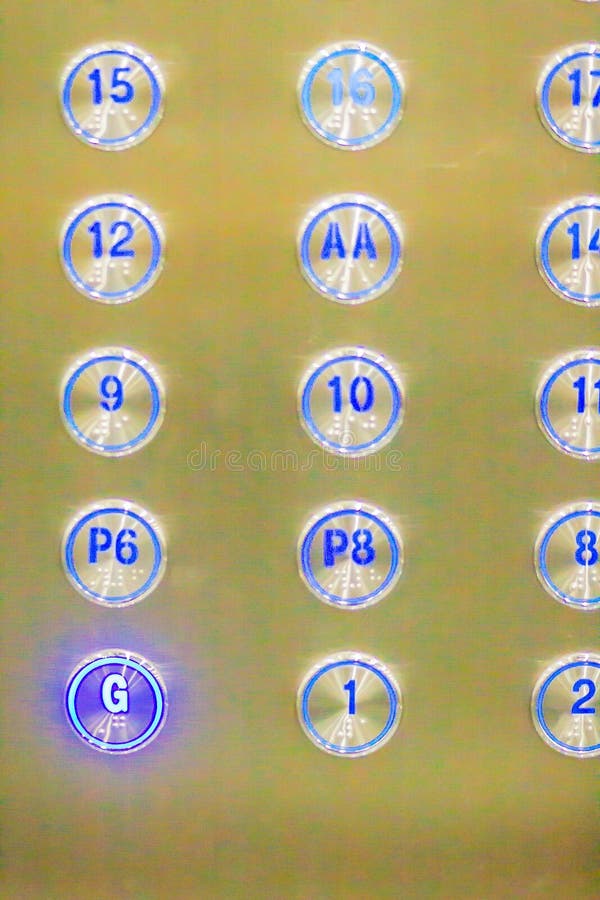 Buttons Of Elevator Control Panel. Number Button In Elevator Support ...